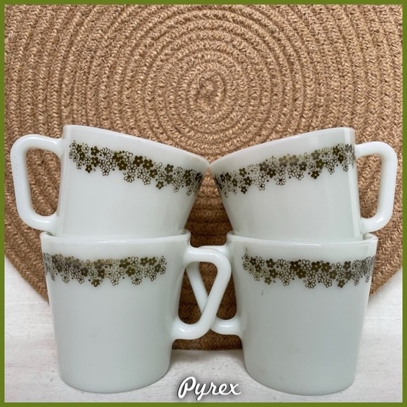Pyrex | Kitchen | Pyrex Crazy Daisy Milk Glass Mugs | Poshmark